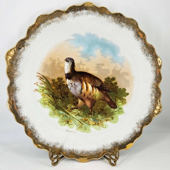 unmarked | Accents | Antique Vintage Hand Painted Gold Edge Pheasant ...